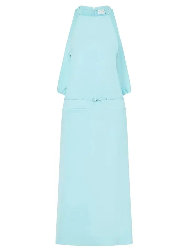 COURREGES Belted Cut-out Jersey Gown - Blue