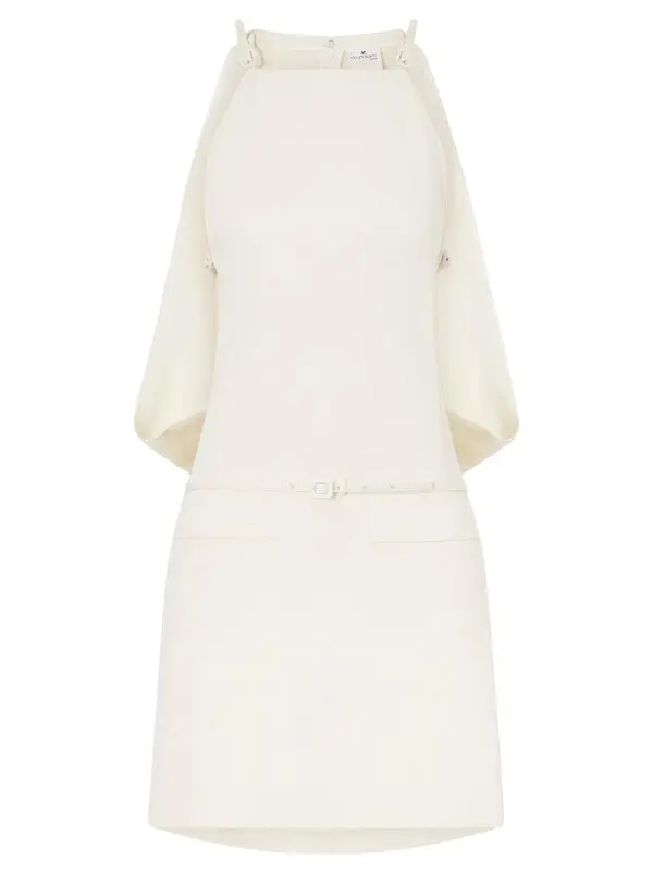 COURREGES Cut-out Belted Jersey Mini Dress - Neutrals