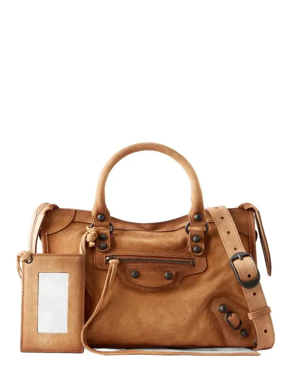 Balenciaga Le City Small Suede Shoulder Bag - Brown