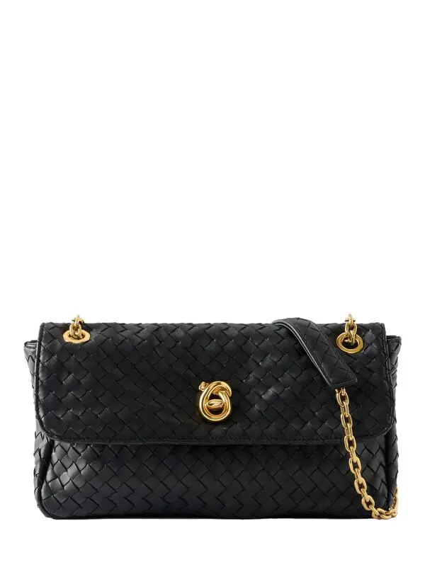 Bottega Veneta Madison Intrecciato Leather Shoulder Bag - Black