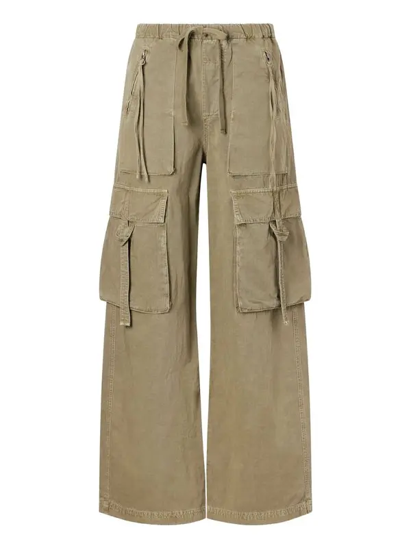 Citizens Of Humanity Andira Cotton And Linen Wide-leg Cargo Pants - Army Green