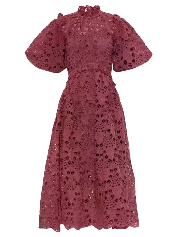 ALLSAINTS Odette Broderie Anglaise Midi Dress - Pink