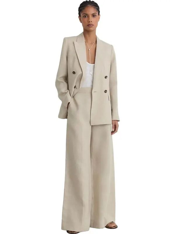 REISS Kit Linen Wide-leg Suit Trousers - Neutral