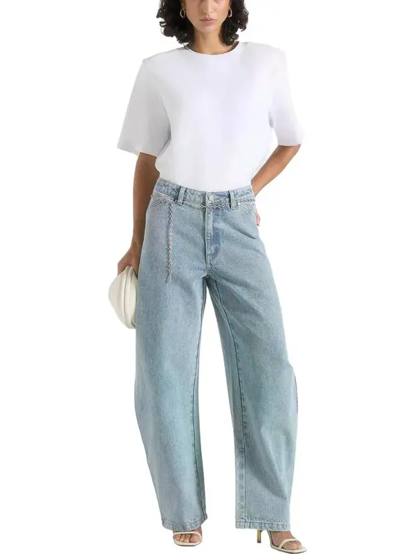 Manière De Voir Enora Barrel-leg Jeans With Chain Belt - Blue
