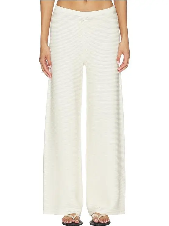 LA LIGNE Crochet Knit Wide Leg Pants - Ivory