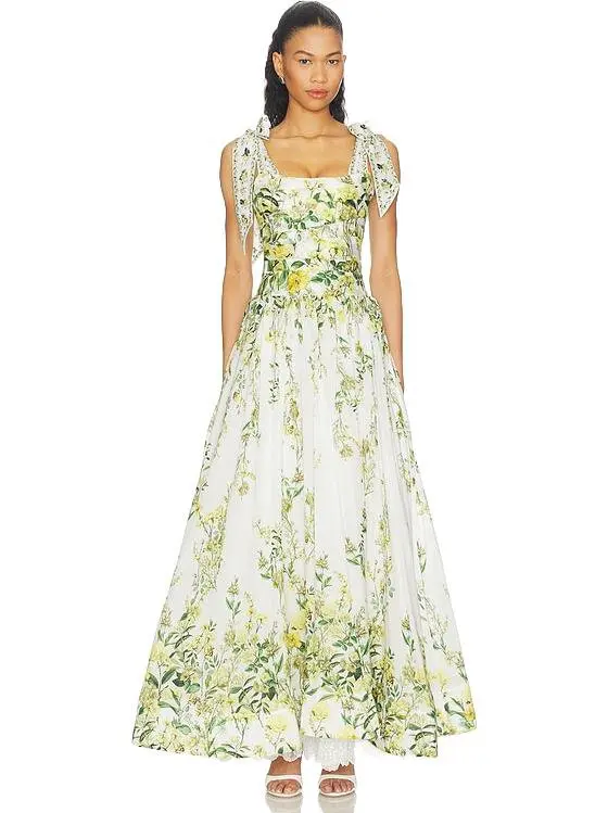 Alice + Olivia Haven Flared Maxi Dress - Fresh Air Butter