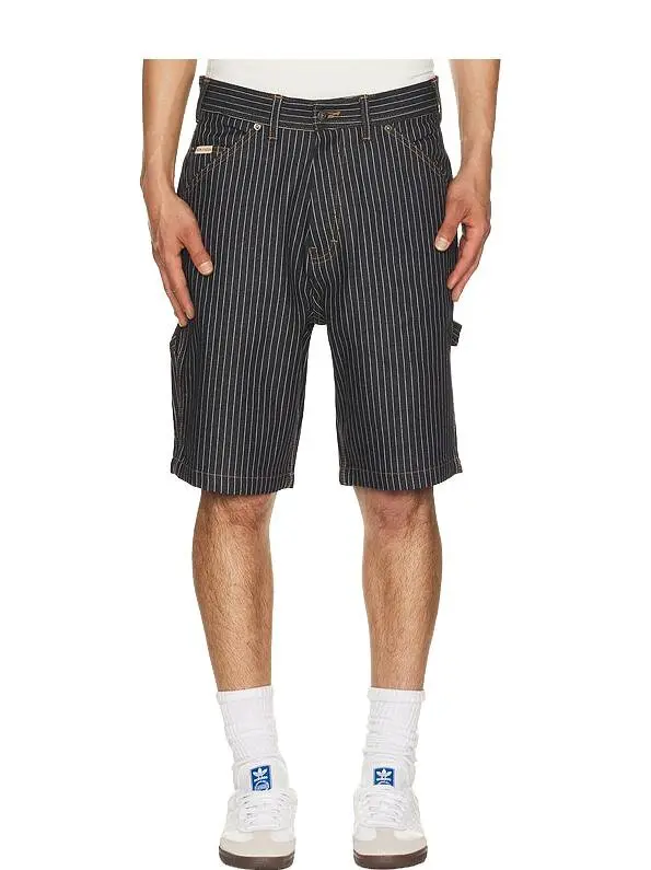 IRON & RESIN Dennis Striped Denim Shorts - Indigo