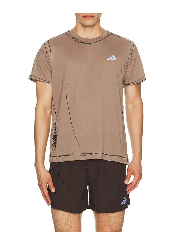 ADIDAS X SONG FOR THE MUTE Running Tee In Brown - Trace Brown