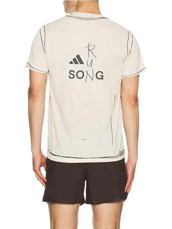 ADIDAS X SONG FOR THE MUTE Running Tee In Beige - Halo Ivory