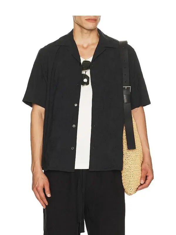 CORRIDOR Paisley Embroidery Short Sleeve Shirt - Black