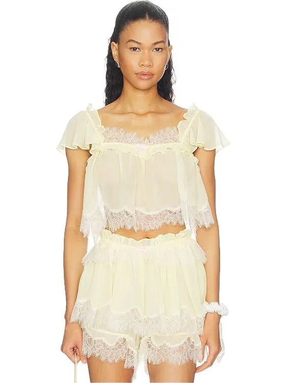 For Love & Lemons Chante Top - Pale Yellow