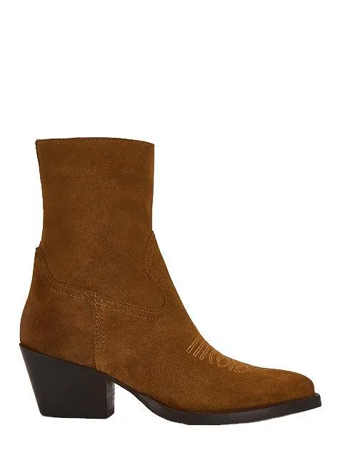 Dolce Vita Klyde Suede Zip Up Pointed Toe Boots - Brown