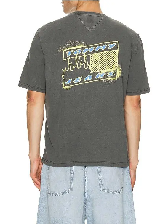 Tommy Hilfiger 90s Bubble Flag Tee In Charcoal - Black