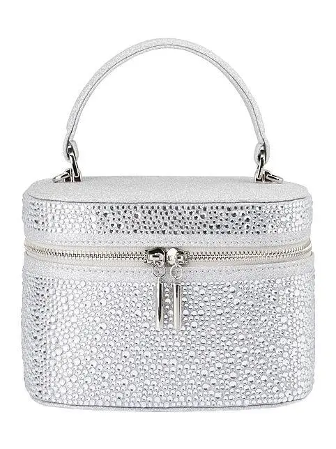 OLGA BERG Beckie Crystal Embellished Zip Top Bag - Silver