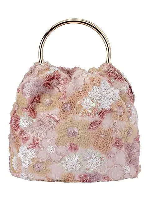 OLGA BERG Alfie Floral Sequin Bag - Blush