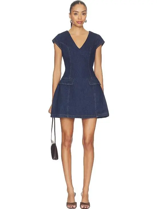 Line & Dot Flavia Denim Mini Dress - Indigo