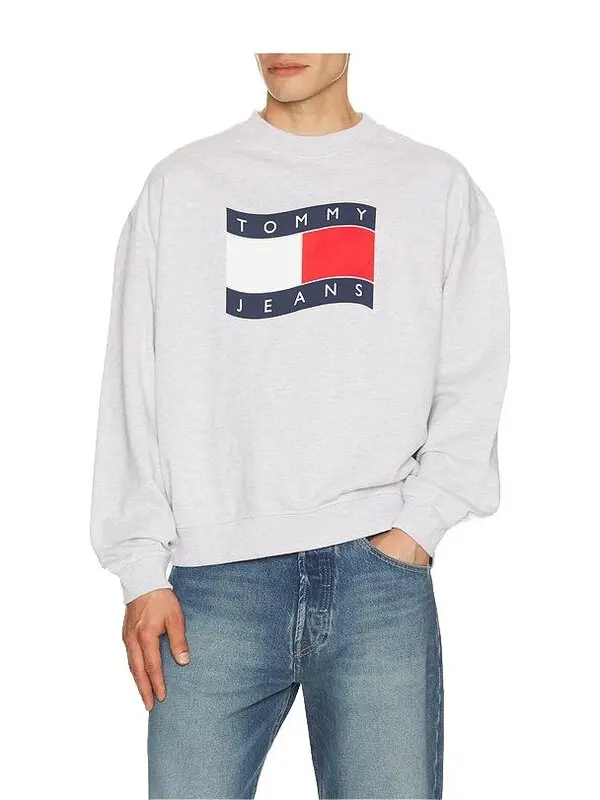 Tommy Hilfiger 90s Wavy Flag Crewneck Sweatshirt - Ice Grey Heather