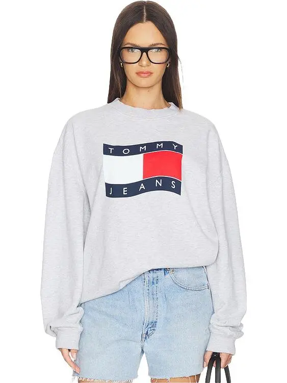 Tommy Hilfiger 90s Wavy Flag Crewneck Sweatshirt - Ice Grey Heather
