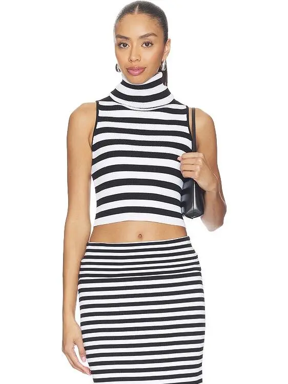 NAKEDVICE The Eve Stripe Turtleneck Top - Black & White