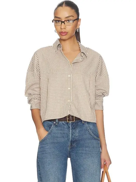 Lna Kayleigh Check Blouse - Brown Check