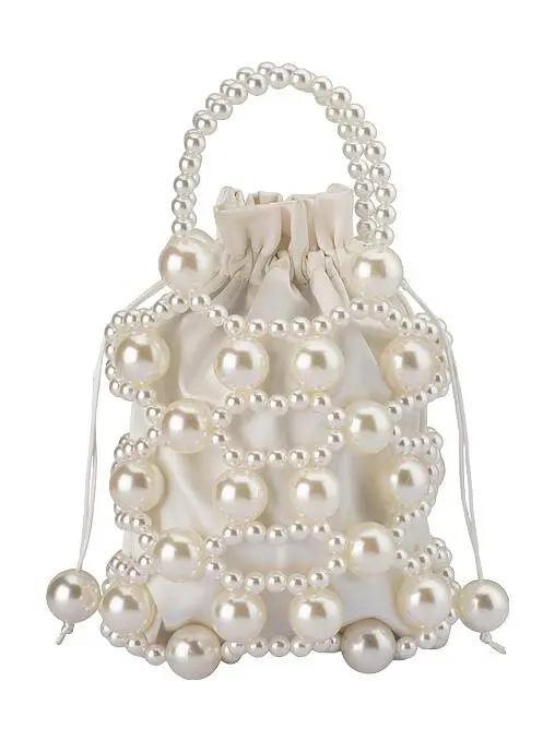 OLGA BERG Sammy Beaded Cage Bag - Pearl