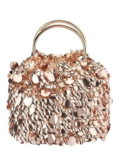 OLGA BERG Sequined Top Handle Bag - Blush