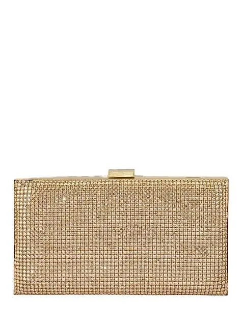OLGA BERG Stef Crystal Box Clutch - Gold