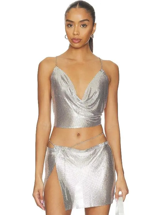 FAE Aura Glomesh Halterneck Top - Silver