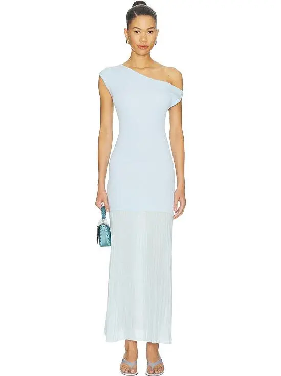 4TH & RECKLESS Nyola One-shoulder Knit Maxi Dress - Baby Blue