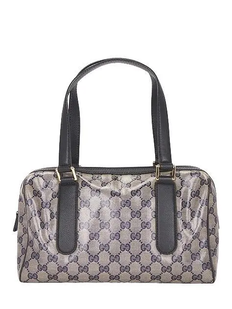FWRD RENEW Gucci Boston Bag With Monogram And Leather Trim - Grey