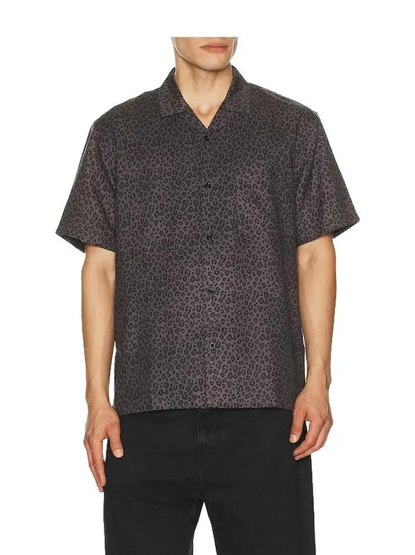 DUVIN DESIGN Cat Button Up Shirt - Black