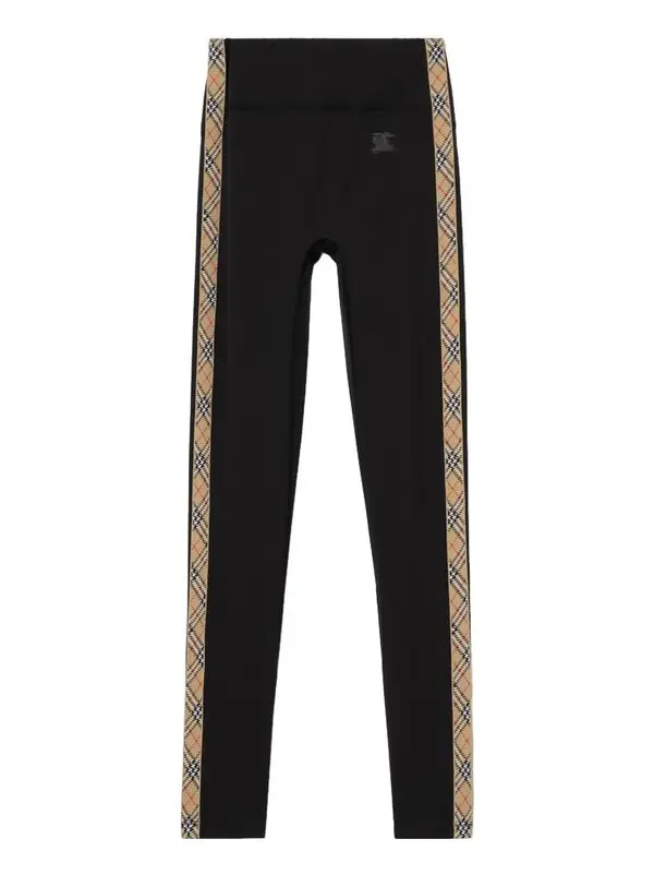Burberry Check Trim Stretch Nylon Leggings - Black