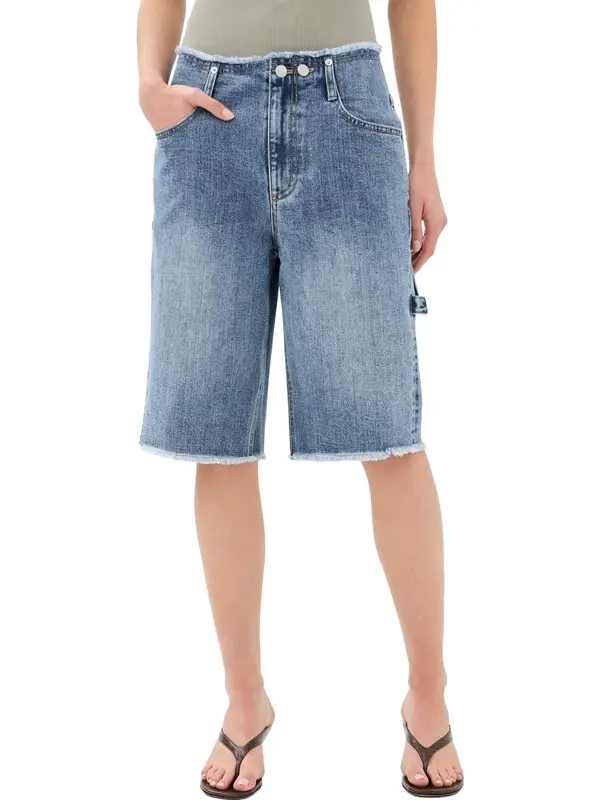 Tibi Classic Wash Newman Shorts - Classic Blue