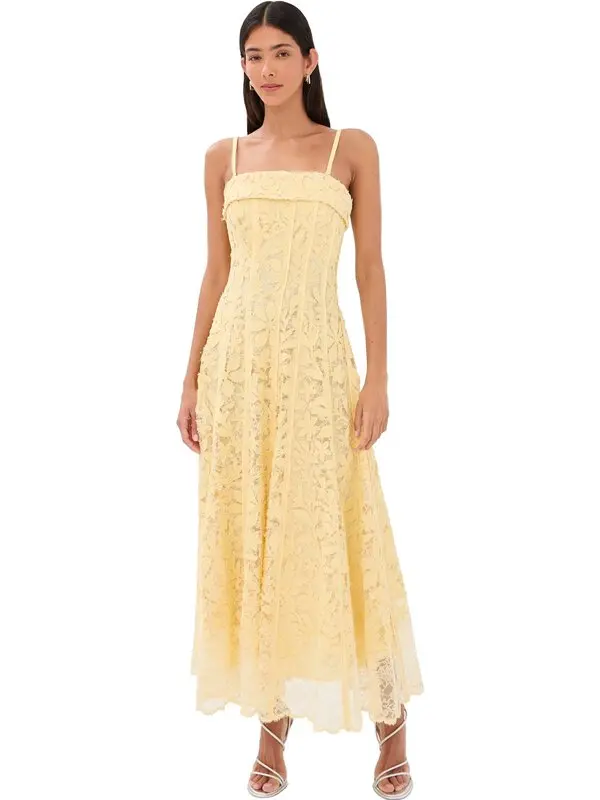 Simkhai Imogen Cotton Lace Bustier Midi Dress - Buttercream