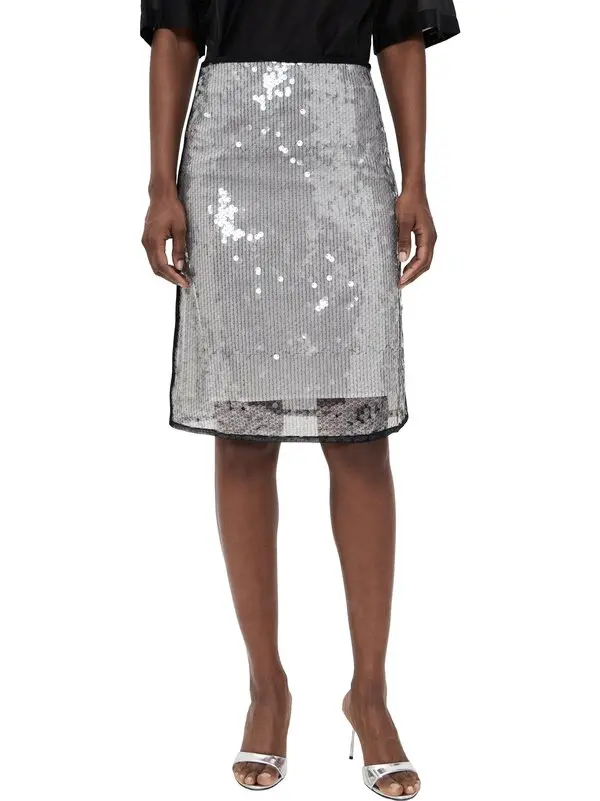 IRO PARIS Sequined Mesh Skirt With Contrast Trim - Transparent