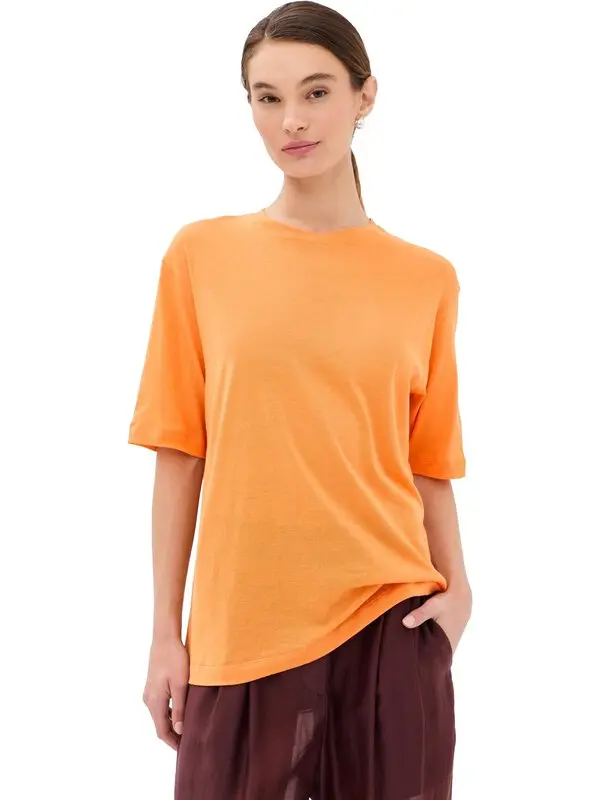 Tibi Sheer Crepe Knit Tee - Orange