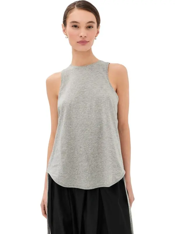 Tibi Shirred Back Tank - Heather Grey