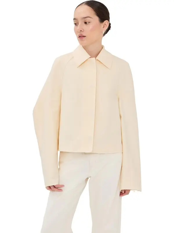 Another Tomorrow Short Mac Blouson Shirt - Cream