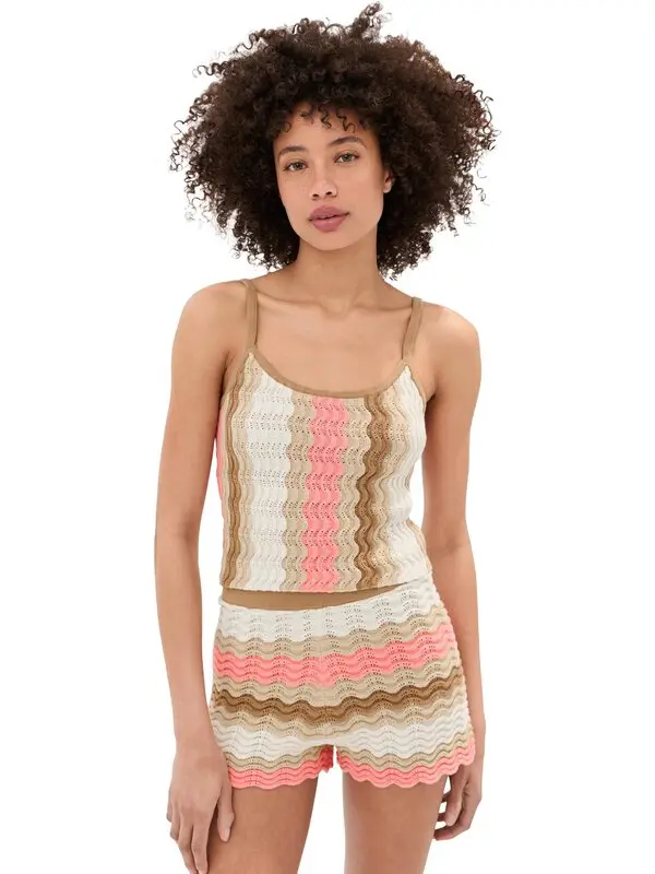 LE BOP Jeselle Wavy Stripe Tank Top - Pink Stripe