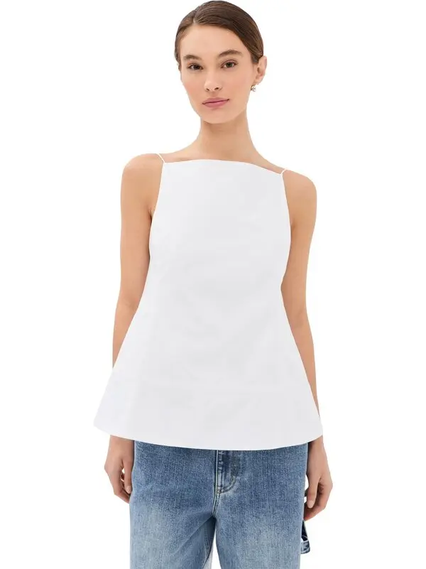 Tibi Poplin Strappy Open Back Top - White