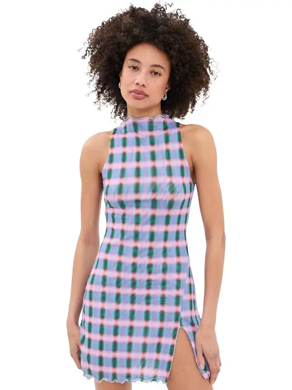 RESA Savannah Plaid Mesh Mini Dress - Motley