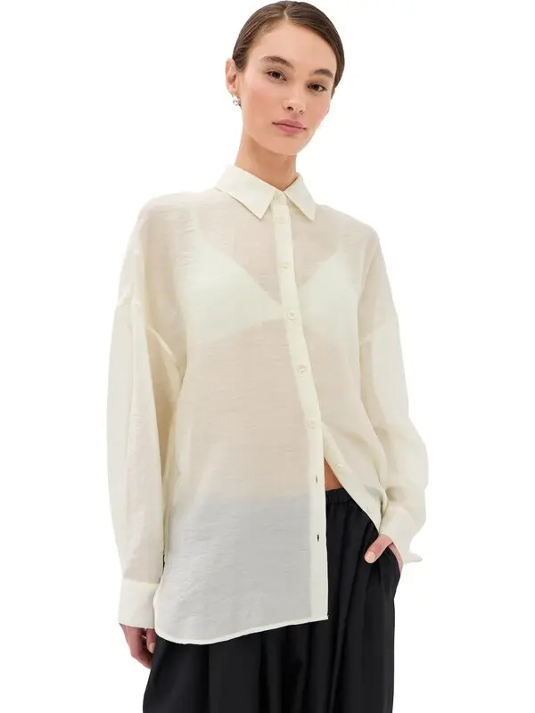 Tibi Summer Voile Oversized Shirt - Ivory