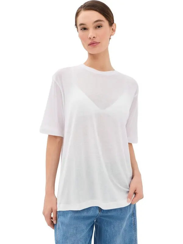 Tibi Sheer Crepe Knit Tee - White