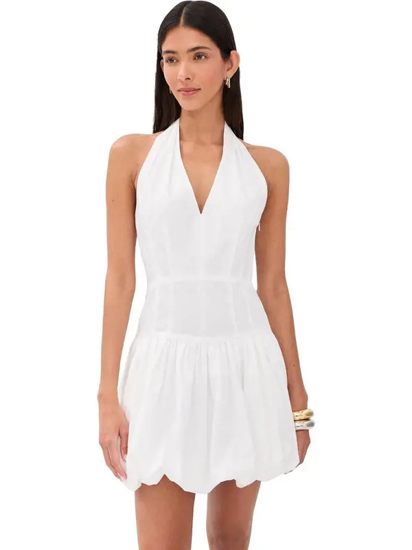 Simkhai Halterneck Bubble Hem Mini Dress - White