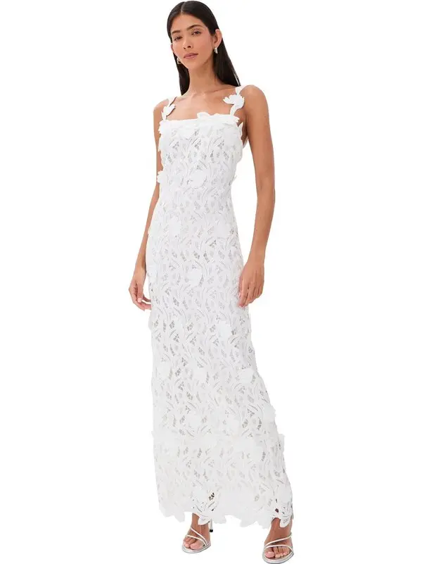 Simkhai Marenna Embroidered Sequin Gown - White