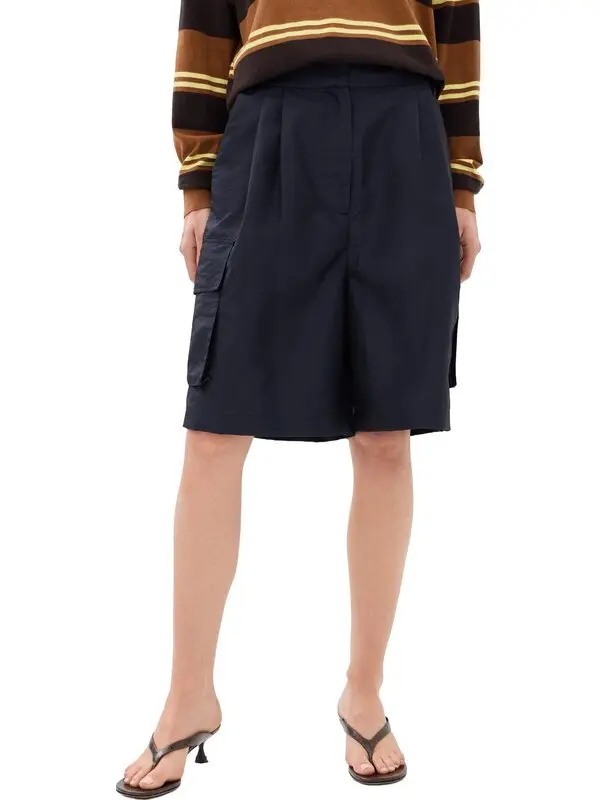 Tibi Crispy Nylon Stella Shorts - Navy