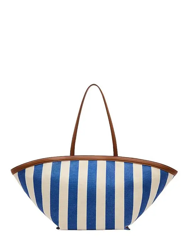 REFORMATION Lucia Large Striped Canvas Tote - Blue