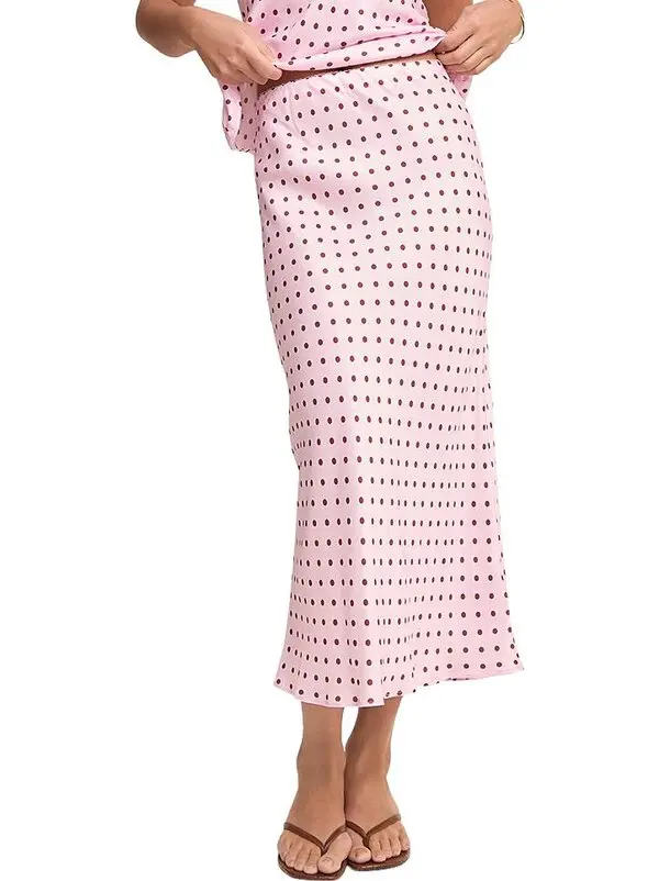 NOBODY'S CHILD Alana Dot Print Midi Skirt - Pink