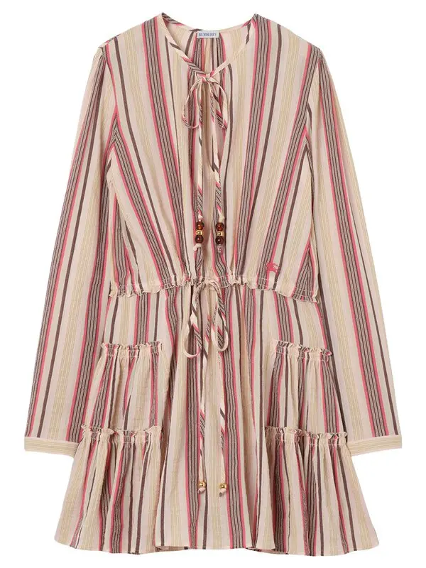 Burberry Striped Cotton Voile Mini Dress - Pink