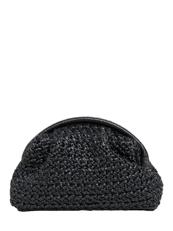 Eleventy Raffia Woven Clutch Bag - Black